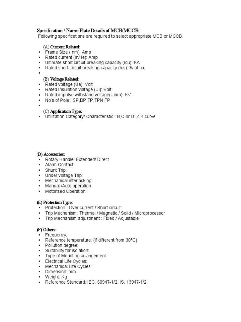 MCB, MCCB, Acb PDF | PDF