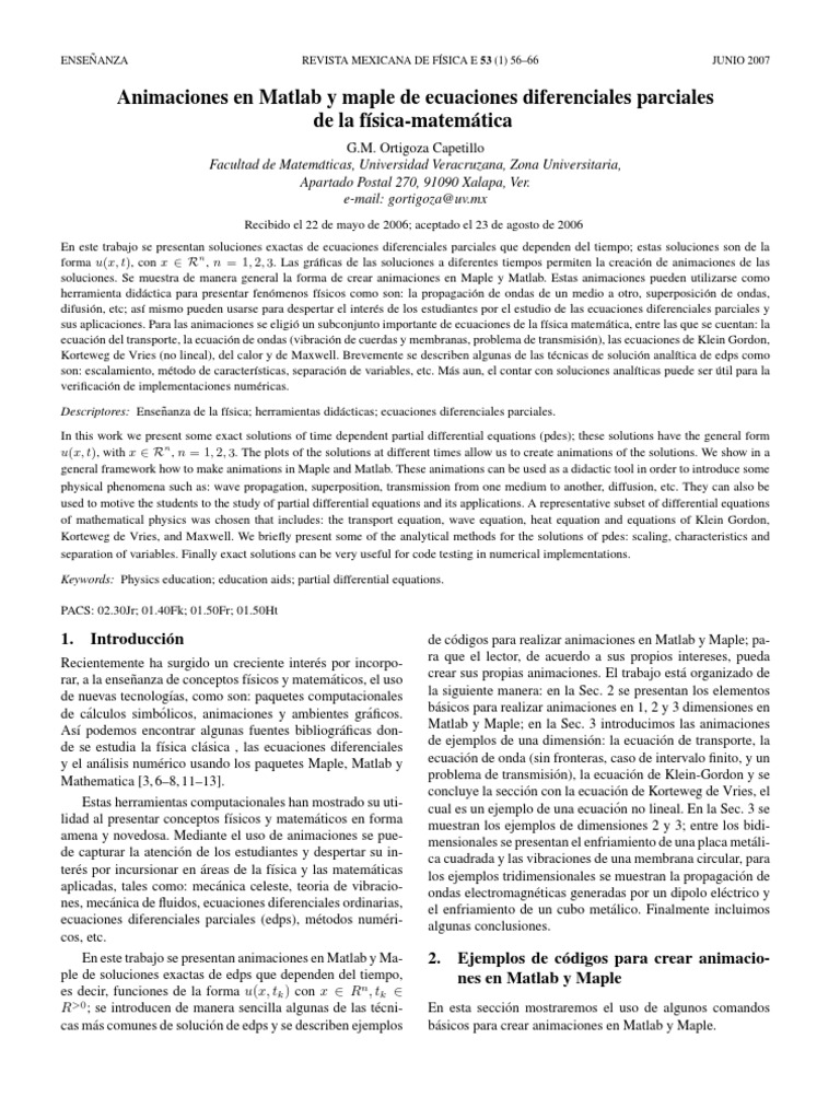 Animaciones Matlab y Maple | PDF | Olas | Ecuaciones diferenciales