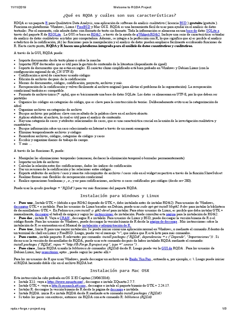 Welcome To RQDA Project PDF | PDF | Archivo de computadora | Mac OS
