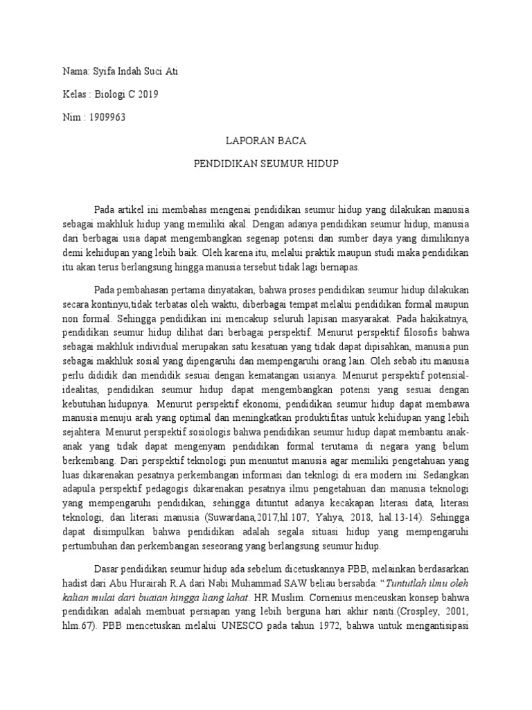Pendidikan Seumur Hidup: Konsep dan Implikasi | PDF
