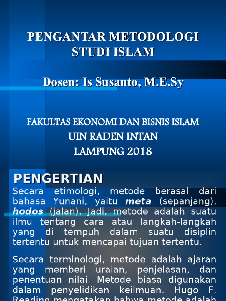 Pengantar Metodologi Studi Islam | PDF