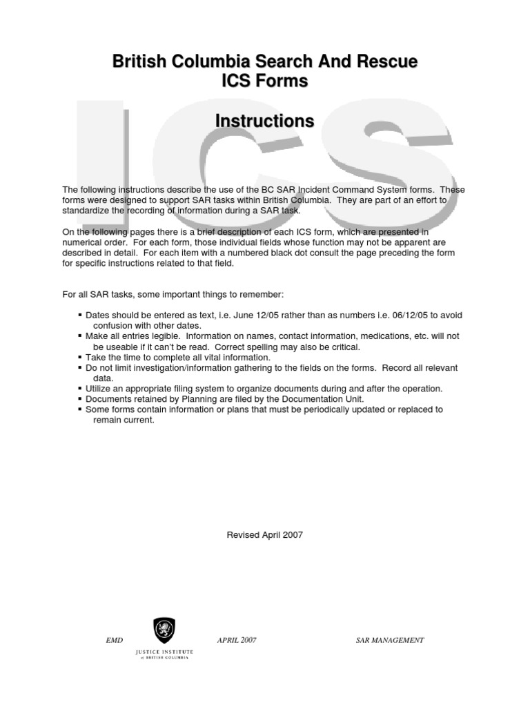 ICS Form 201: Incident Briefing Guide | PDF | Incident Command System ...