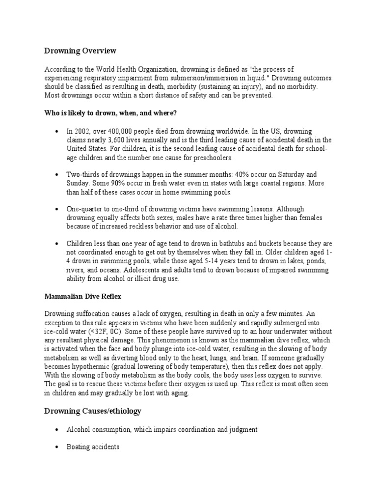 Drowning Overview: Who Is Likely To Drown, When, and Where? | PDF ...