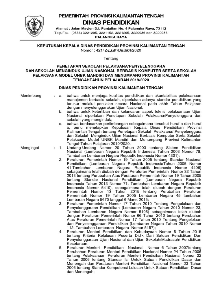 SK Penetapan Sma-Smk Un Menginduk 2020 Re | PDF | Karier & Perkembangan ...