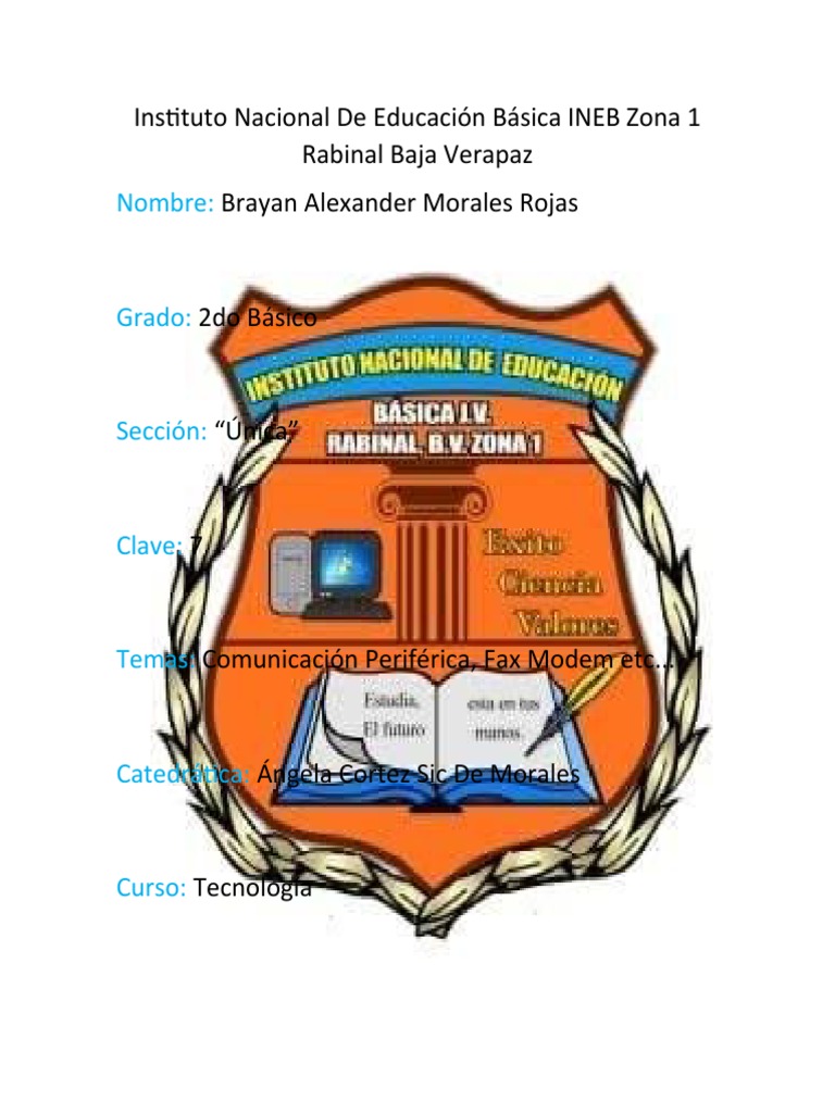 Instituto Nacional de Educación Básica INEB Zona 1 Rabinal Baja Verapaz ...