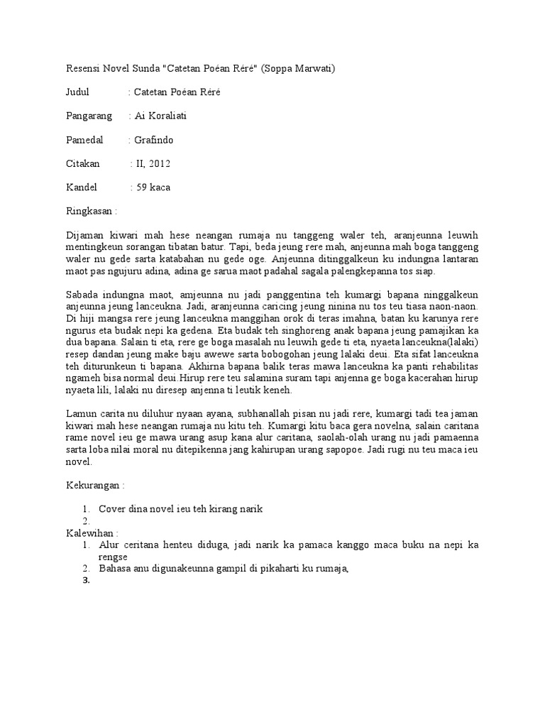 Resensi Novel Sunda | PDF