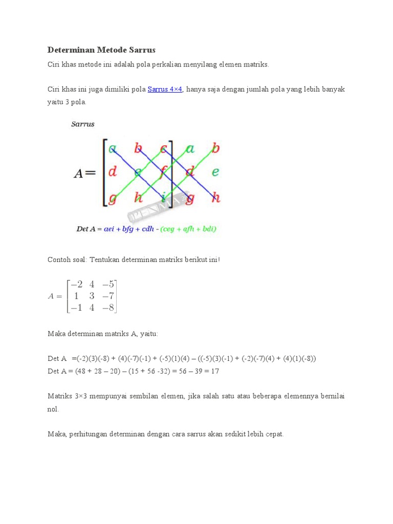 Determinan Metode Sarrus | PDF
