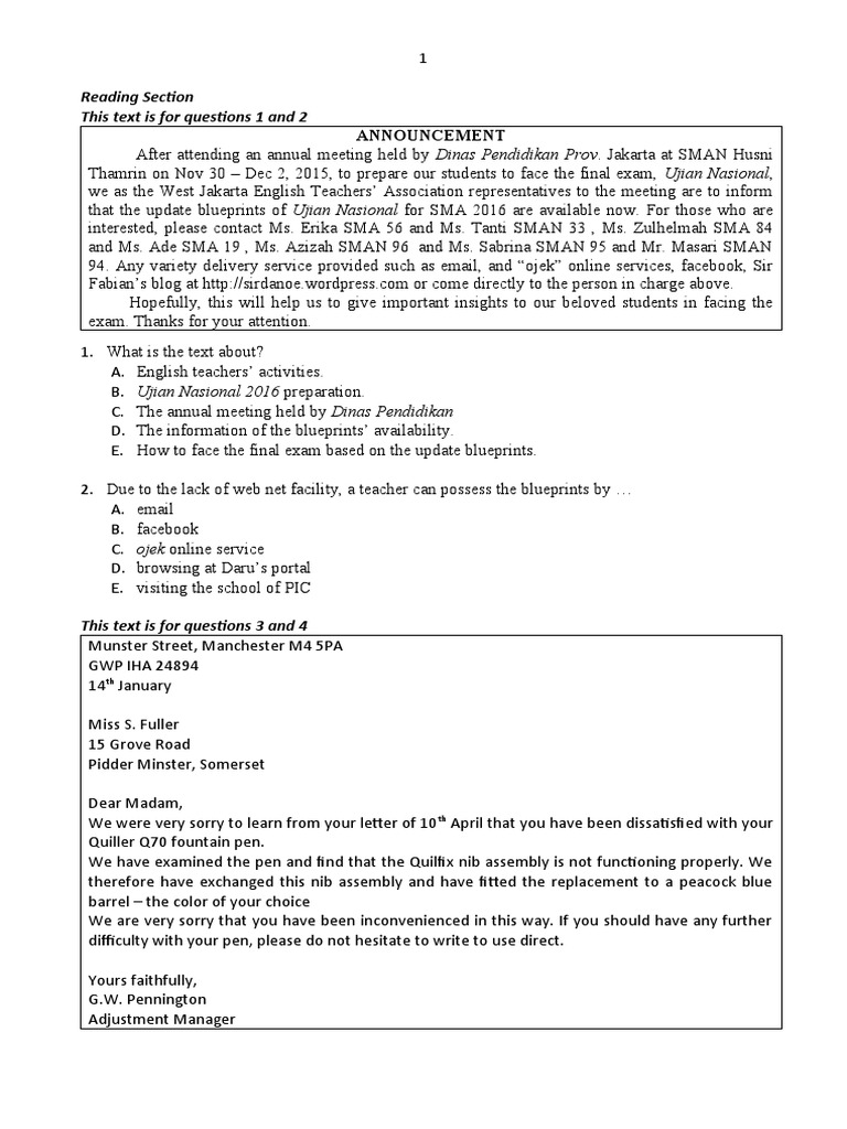 Soal Intensive Un | PDF | Giraffe | Nature