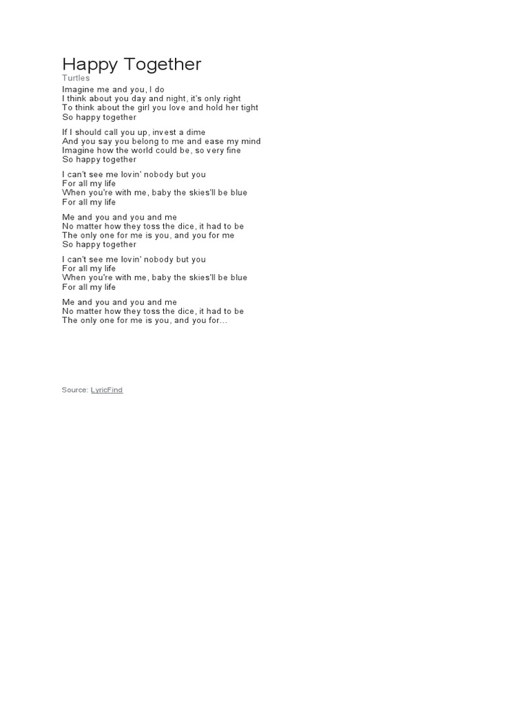 Happy Together Lyrics | PDF
