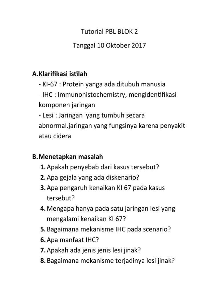 Tutorial PBL 1 Blok 2 Pertemuan 1 | PDF | Sains & Matematika