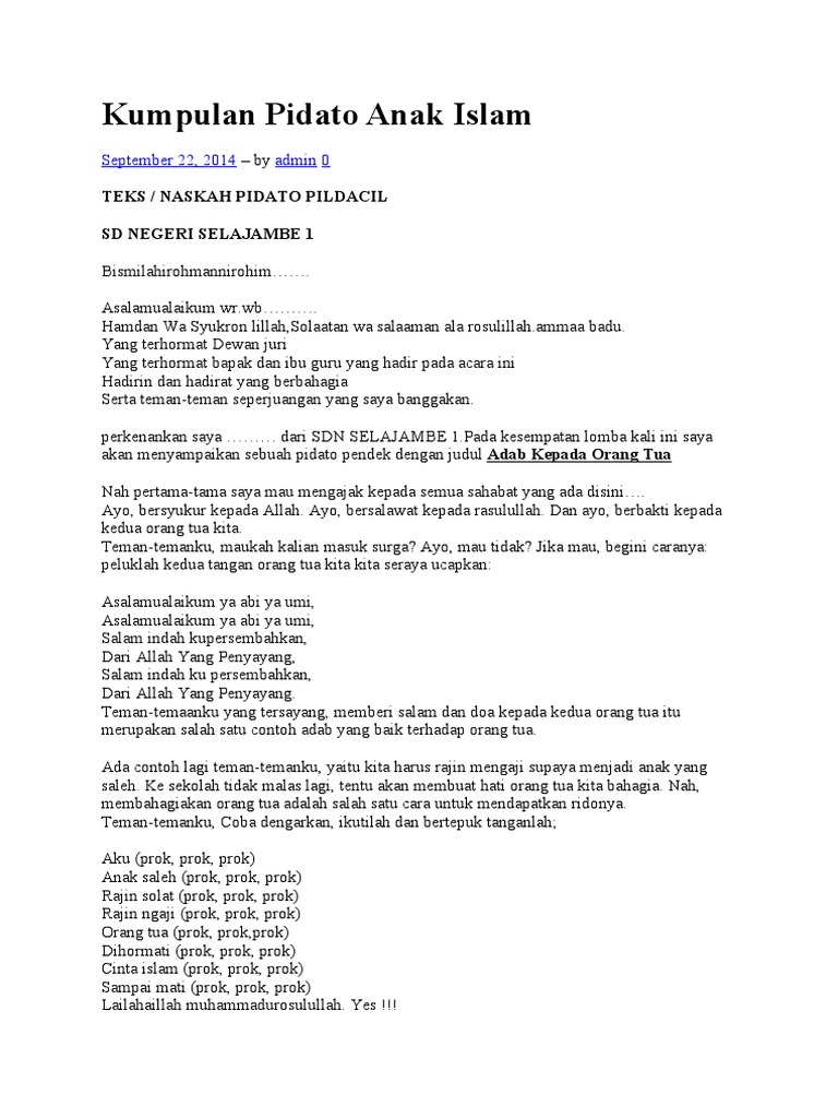 Kumpulan Pidato Anak Islam | PDF