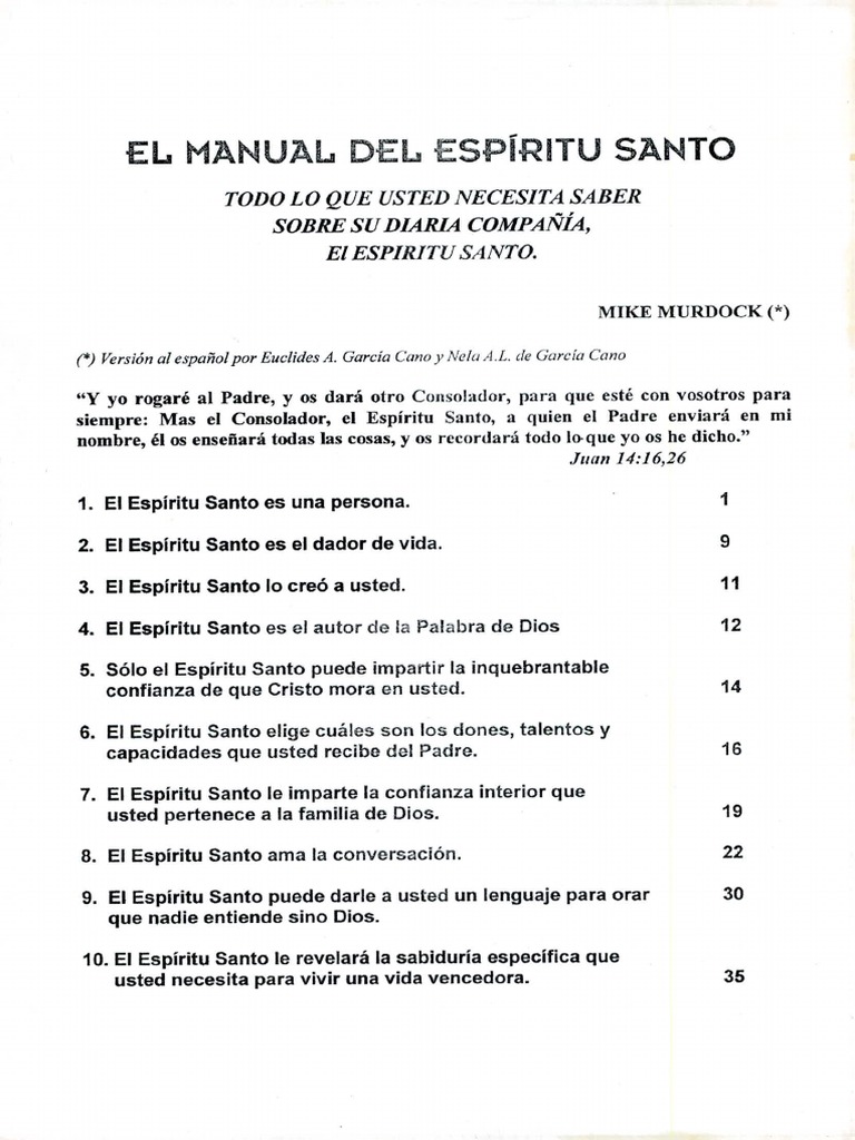 Manual Del Espiritu Santo PDF | PDF