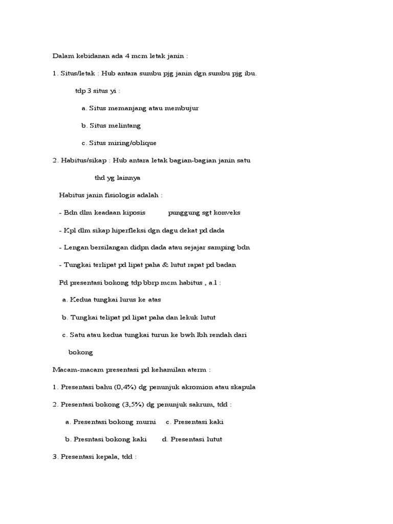 (PDF) Letak, Sikap, Presentasi, Posisi Janin | PDF