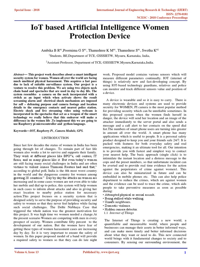 Iot Based Artificial Intelligence Women Protection Device ...