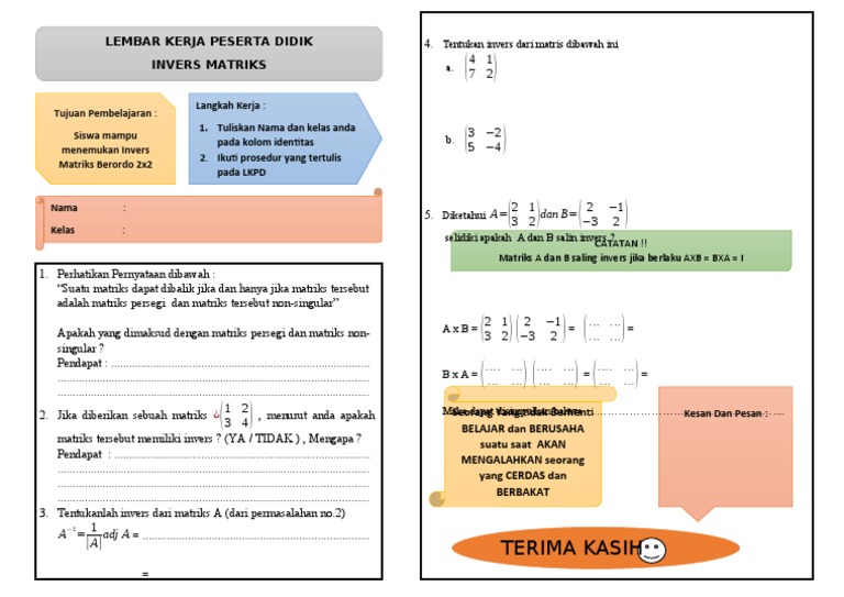LKPD Invers Matriks | PDF