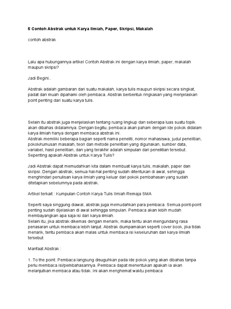 Contoh Abstrak Karya Ilmiah dan Skripsi | PDF | Pengembangan Diri ...