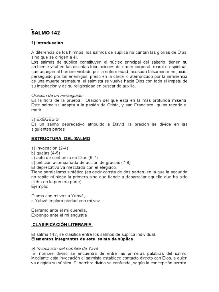 Salmo 142 Analisis | PDF | Salmos | Oración