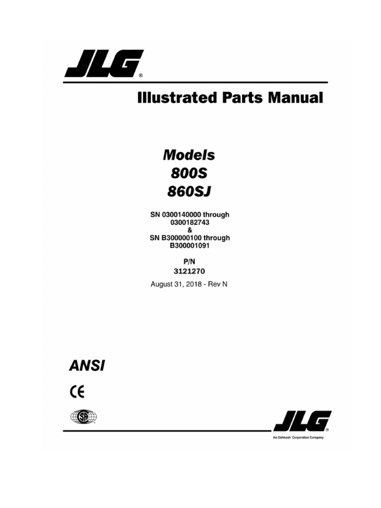N 800S, 860SJ JLG Parts English PDF | PDF | Axle | Valve