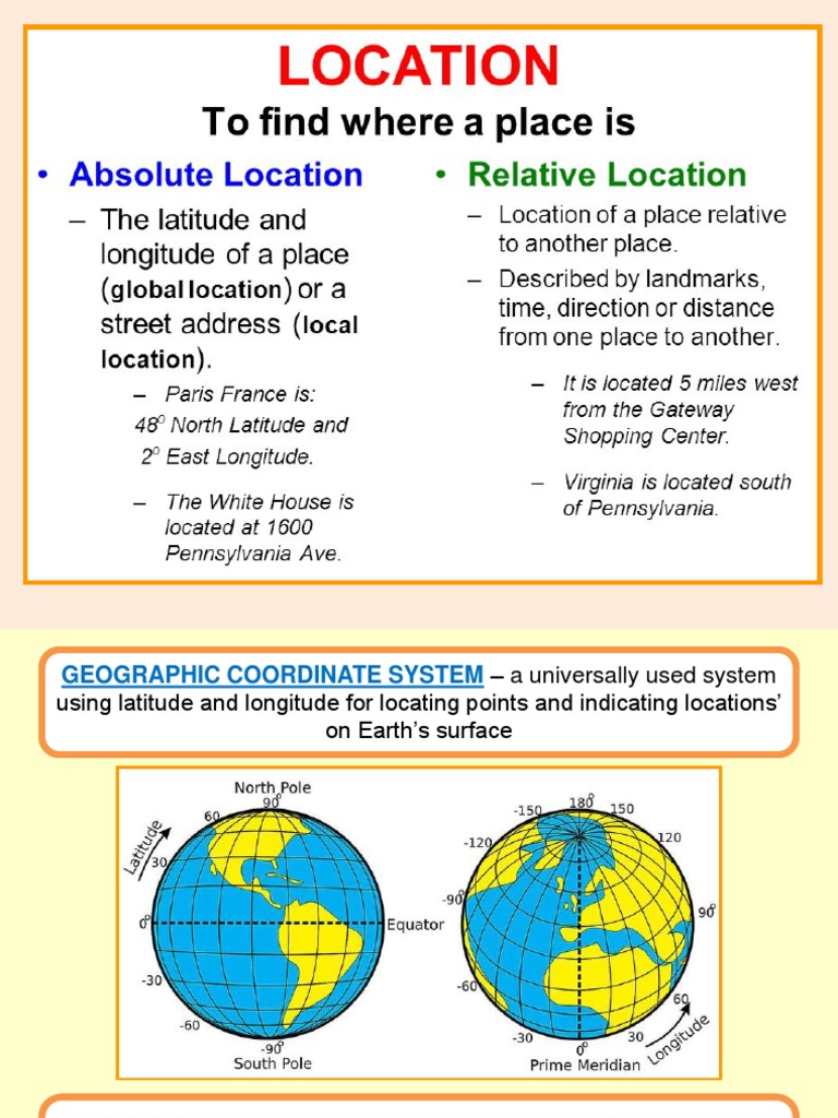 Relative and Absolute Location PDF | PDF | Latitude | Longitude