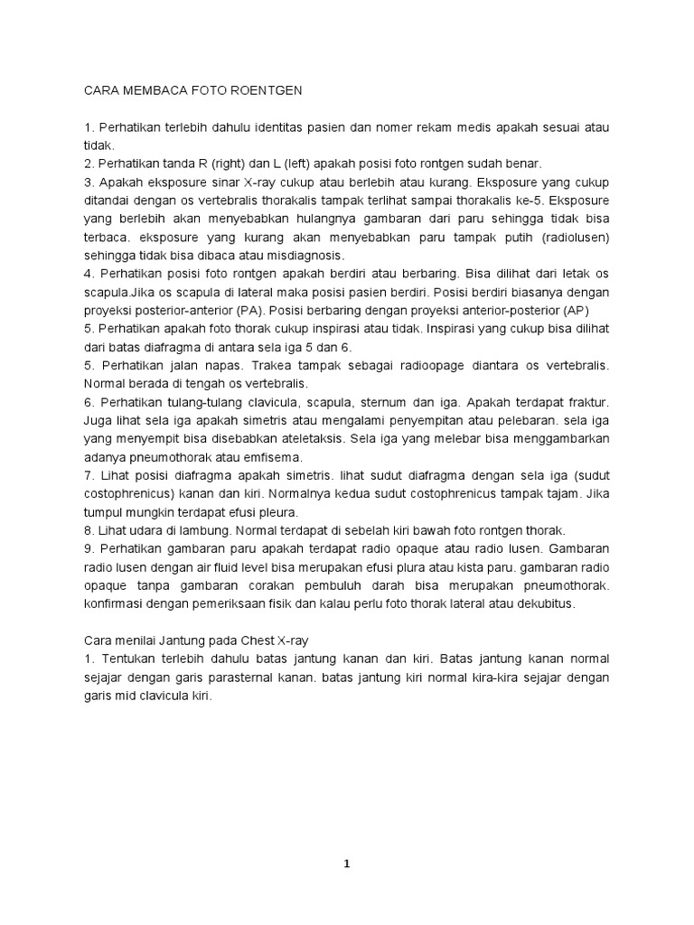 Cara Membaca Hasil Rontgen Dada | PDF