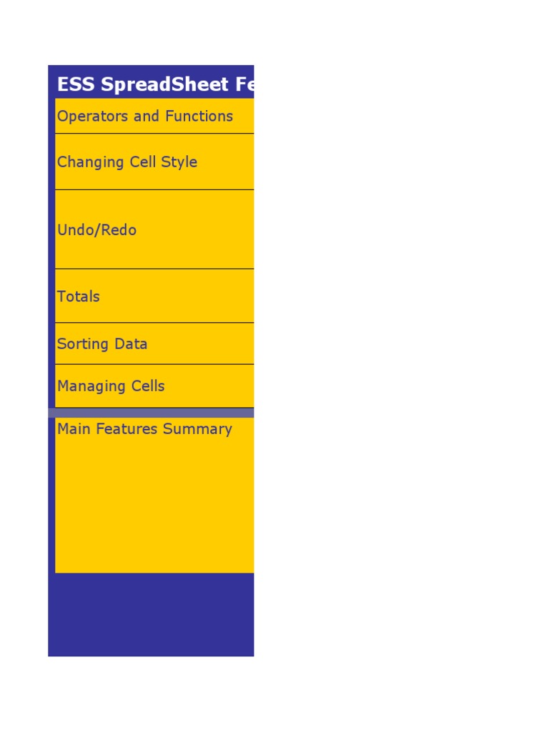 Ess Spreadsheet Features: Operators and Functions Changing Cell Style ...