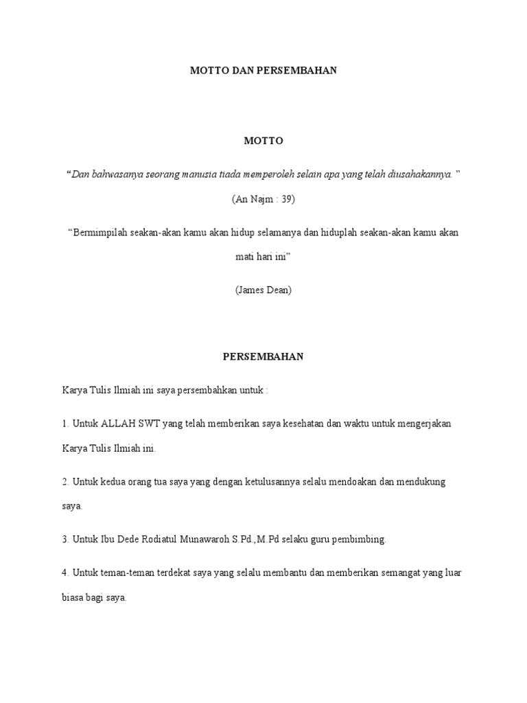 Lembar Persembahan Dan Motto | PDF