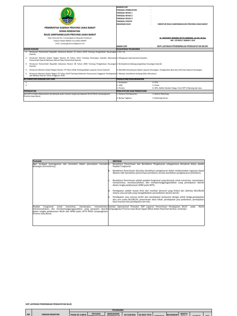 Sop Penerimaan Pendapatan Blud Tentang Penagihan 2020 | PDF ...