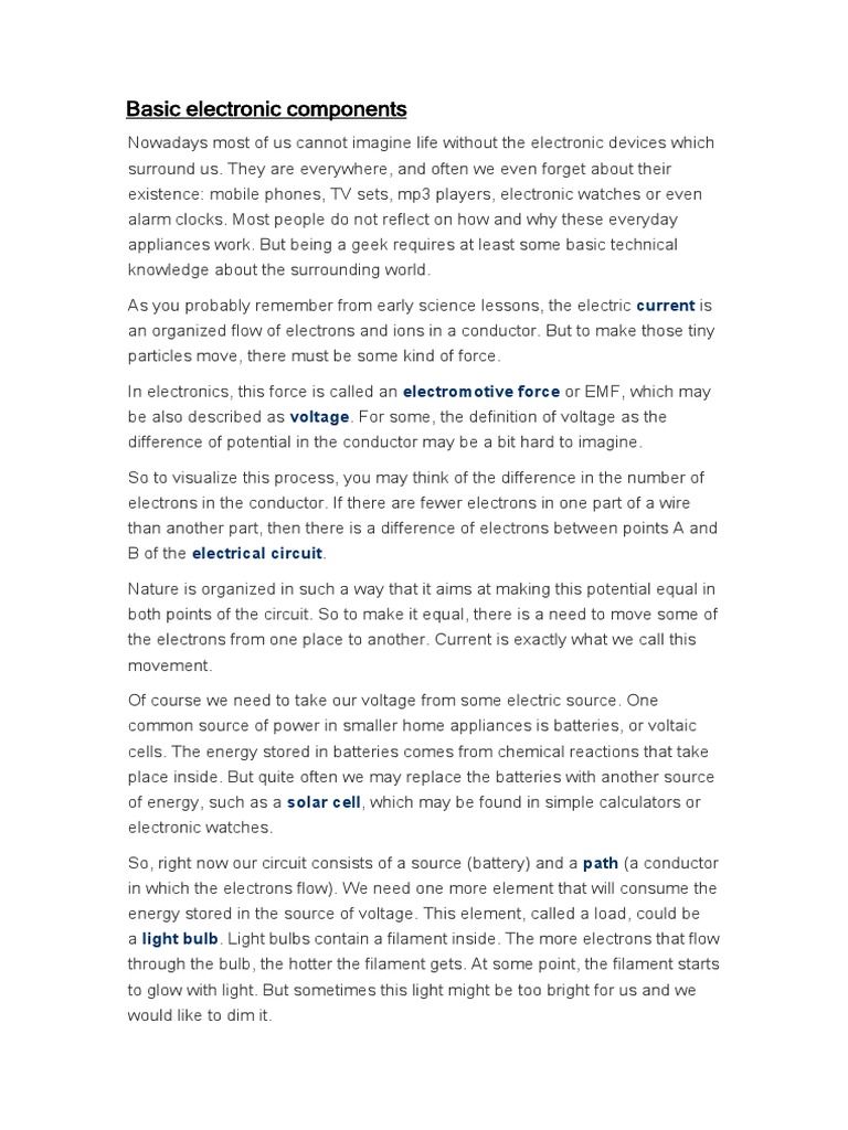 Basic Electronic Components | PDF | Printed Circuit Board | Electrical ...
