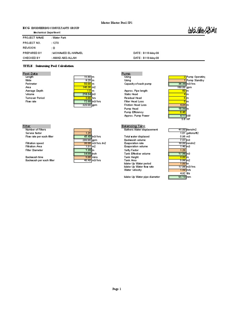 Swimming Pool Calculations | PDF | Flow Measurement | Pump