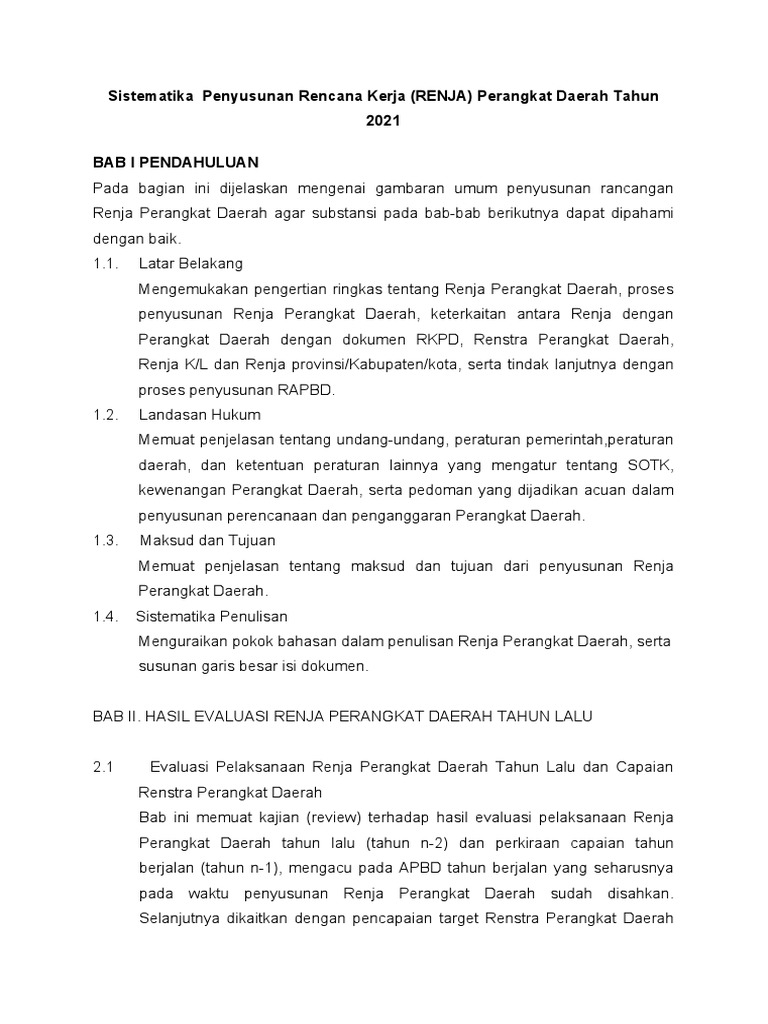 Sistematika Penyusunan Rencana Kerja | PDF | Pengelolaan Keuangan & Uang