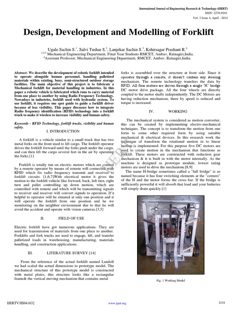 Design Development and Modelling of Forklift IJERTV3IS041632 | PDF ...