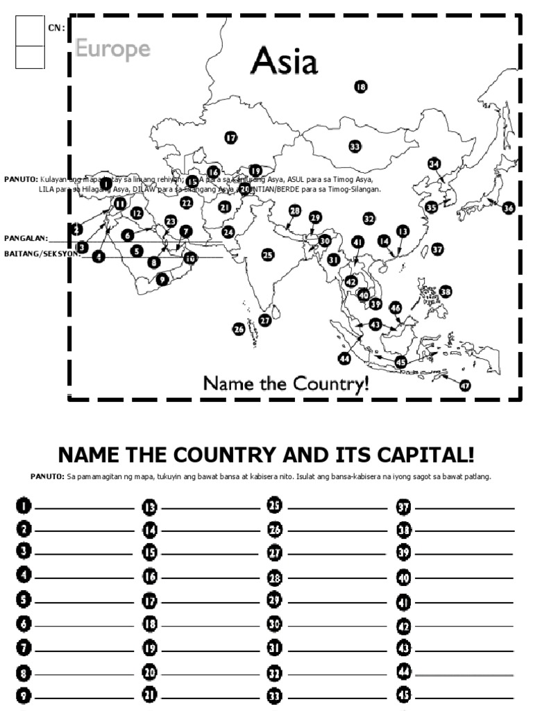 Activity Blank Map of Asia | PDF