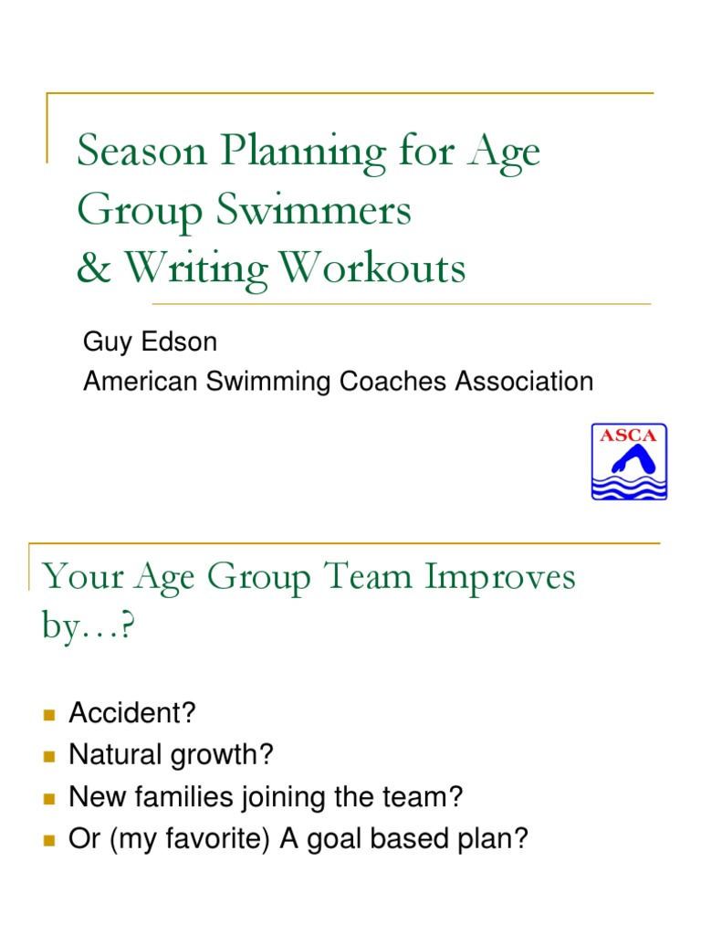 Season Planning and Workout Design for Age Group Swimmers | PDF ...