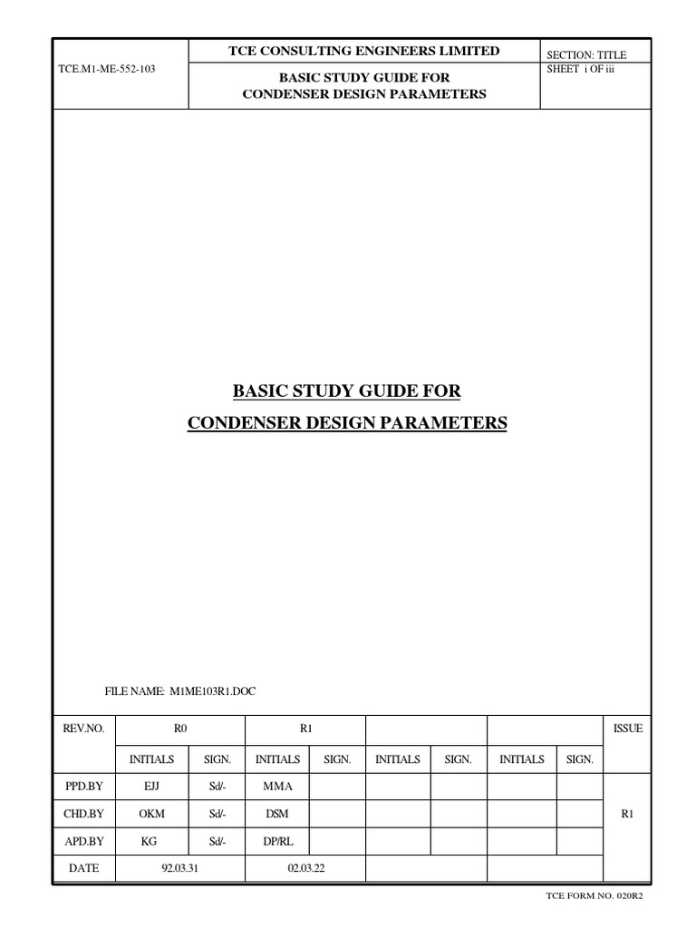 Condenser Design Parameters | PDF | Stainless Steel | Pipe (Fluid ...