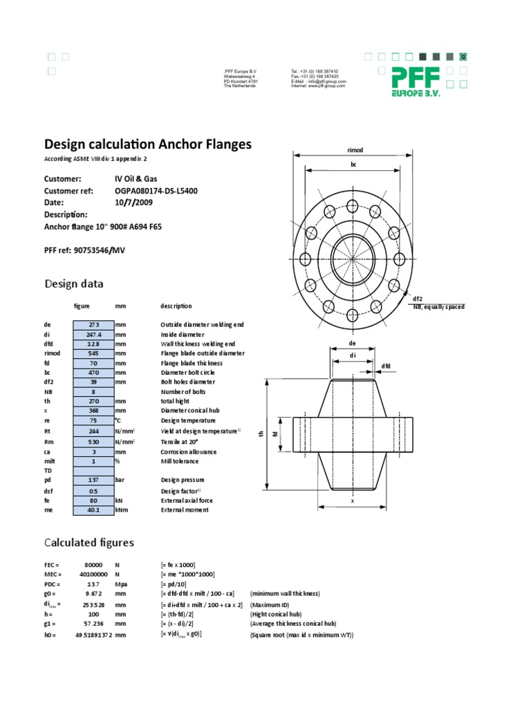 Design Calculation Anchor Flange ASME VIII Div 1 App 2 | PDF ...