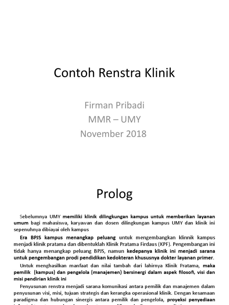 Contoh Renstra Klinik | PDF