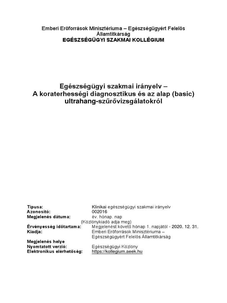 A koraterhességi diagnosztikus és az alap (basic) ultrahang-szűrővizsgálatokról | PDF