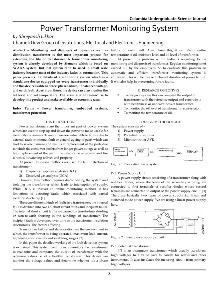 Power Transformer Monitoring System | PDF | Transformer | Power Supply