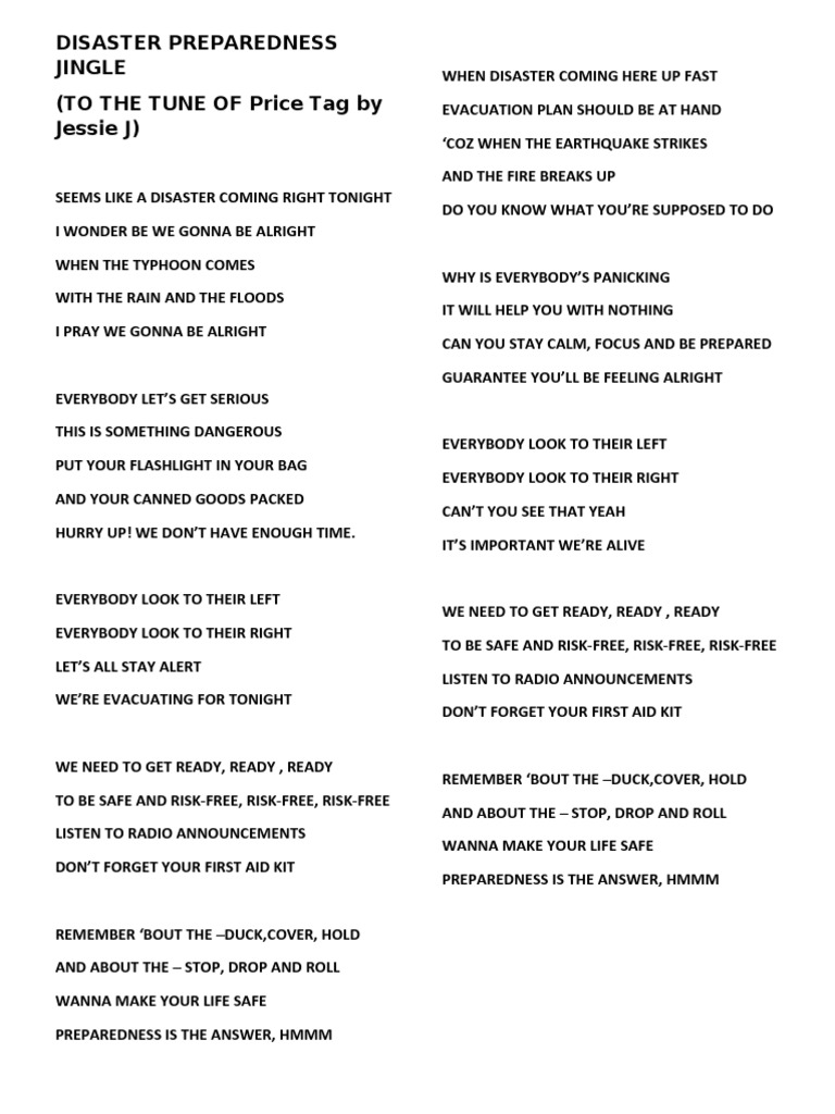 Disaster Preparedness Jingle | PDF