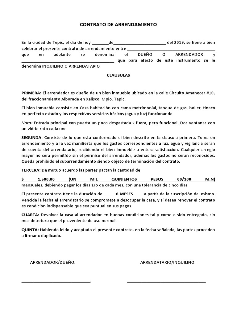 Contrato de Renta | PDF