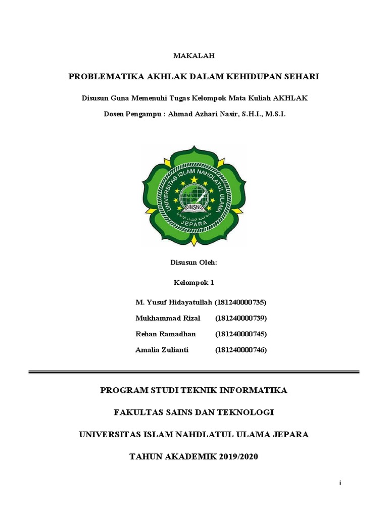 (Makalah) Problematika Akhlak Dalam Kehidupan Sehari | PDF (Makalah) Problematika Akhlak Dalam Kehidupan Sehari | PDF