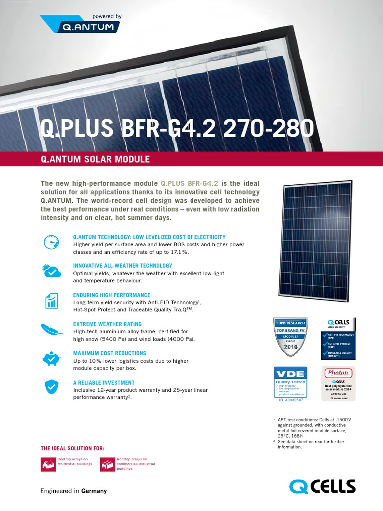 Hanwha Q CELLS Data Sheet QPLUS BFR-G4.2 270-280 2016-07 Rev01 GL PDF ...