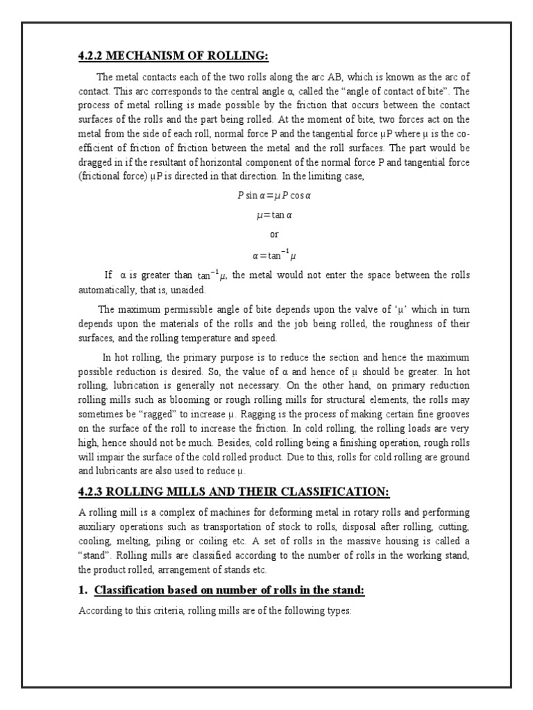 Mechanism of Rolling | PDF | Rolling (Metalworking) | Friction