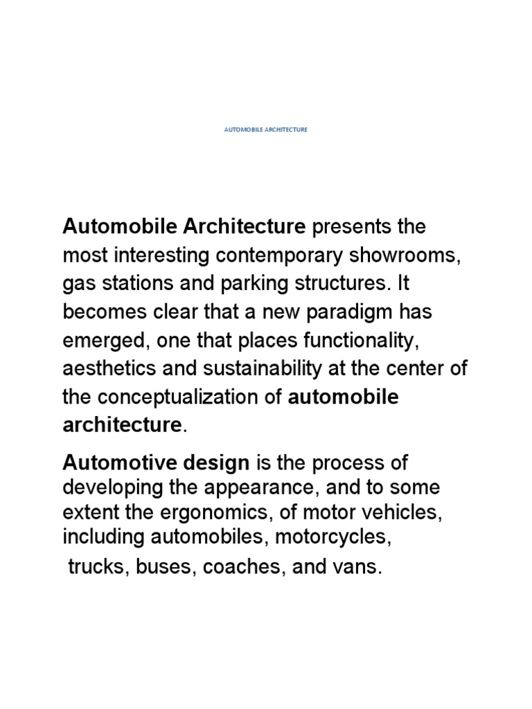 Automobile Architecture and Classification | PDF | Motorcycle | Car