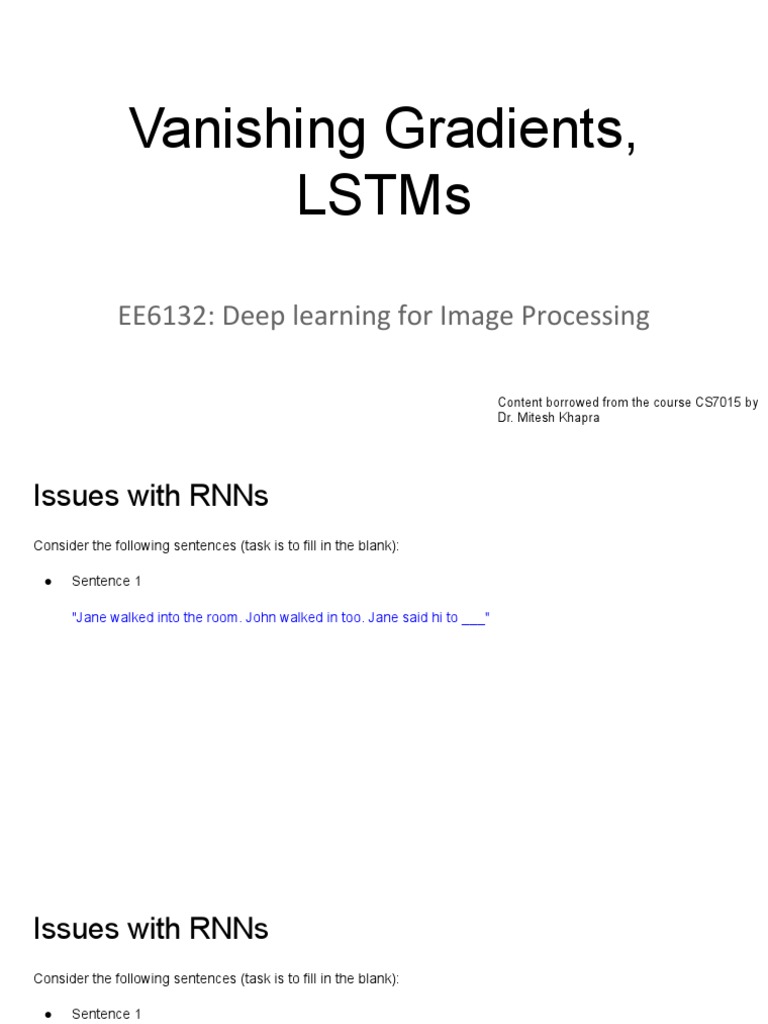 RNN Vanishing Gradients LSTM Compressed | PDF | Cognitive Science ...