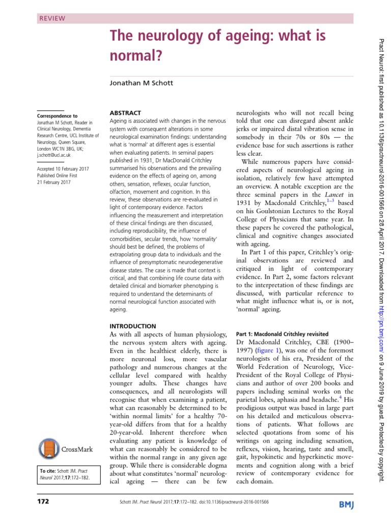 The Neurology of Ageing: What Is Normal | PDF | Neurology | Senses