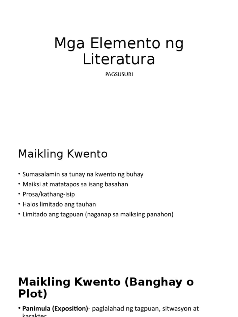 Mga Elemento NG Literatura | PDF
