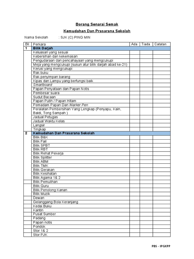 Borang Senarai Semak | PDF