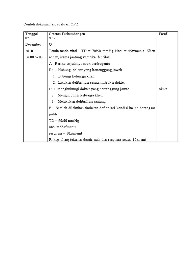 Contoh Dokumentasi Evaluasi CPR | PDF