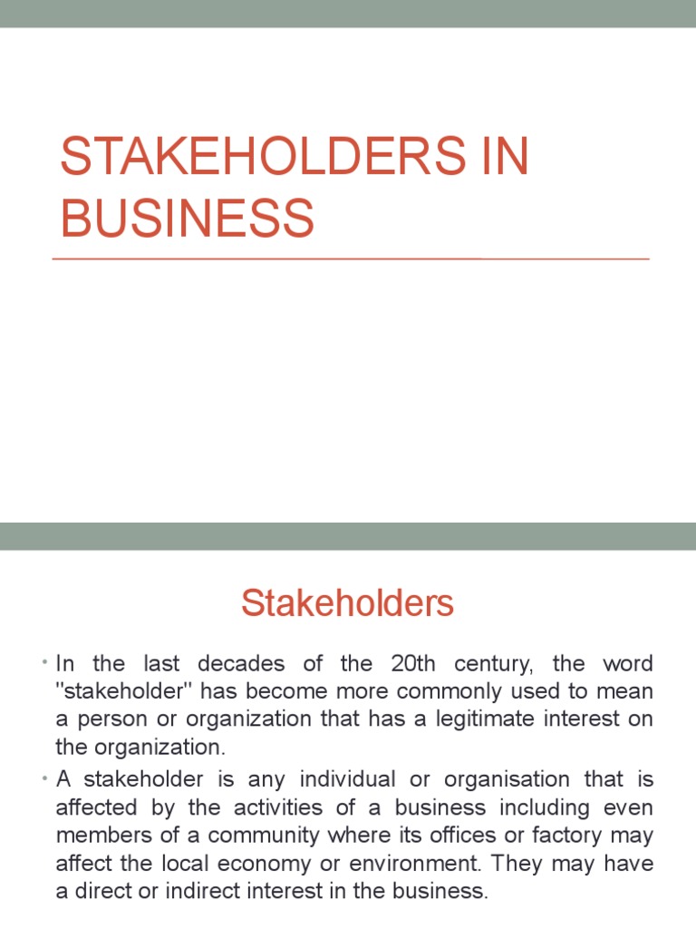 Stake Holders | PDF | Stakeholder (Corporate) | Trade Union